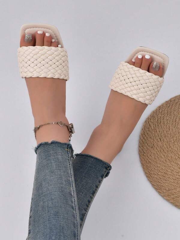 Women Braid Detail Slides, Vacation Flat Sandals | SHEIN USA