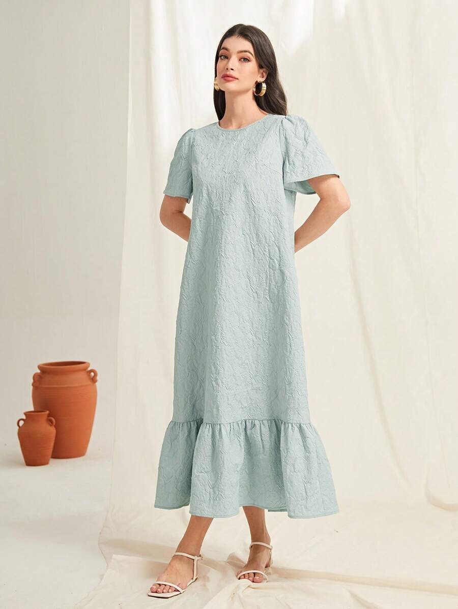 Mulvari Solid Ruffle Hem Smock Dress | SHEIN USA