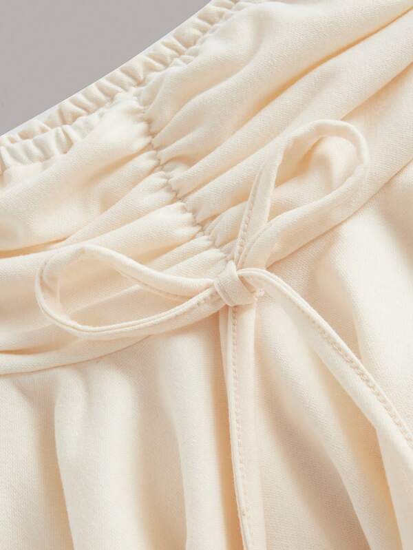 ROMWE Kawaii Drawstring Ruched Asymmetrical Hem Skirt | SHEIN USA
