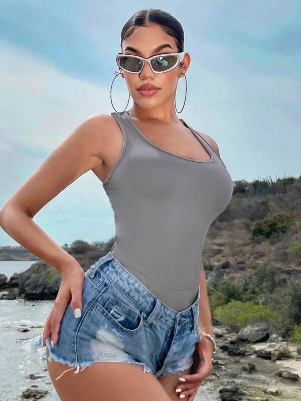 SHEIN SXY Criss Cross Backless Bodysuit | SHEIN USA