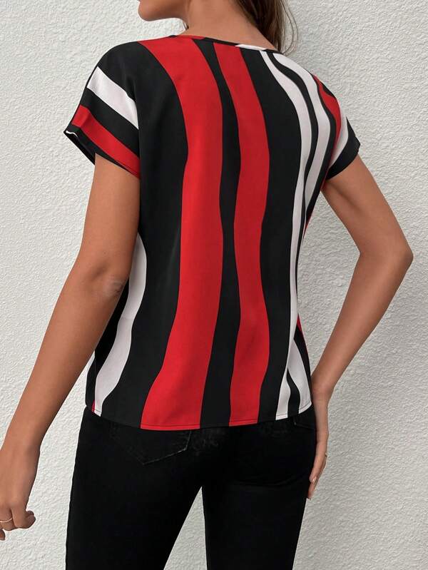 Shein Clasi Striped Print Batwing Sleeve Blouse Shein Usa