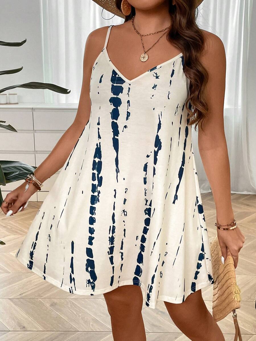 SHEIN LUNE Plus Size Tie Dye Cami Dress For Summer Vacation | SHEIN USA