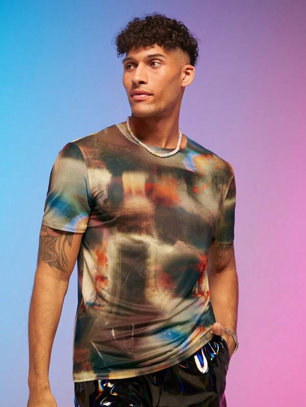 Manfinity Fever City Men Tie Dye Mesh Tee | SHEIN UK