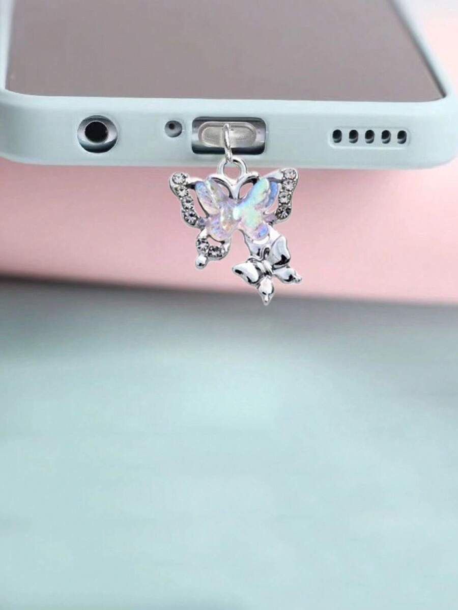 Rhinestone Butterfly Design Phone Charging Port Dust Plug | SHEIN USA