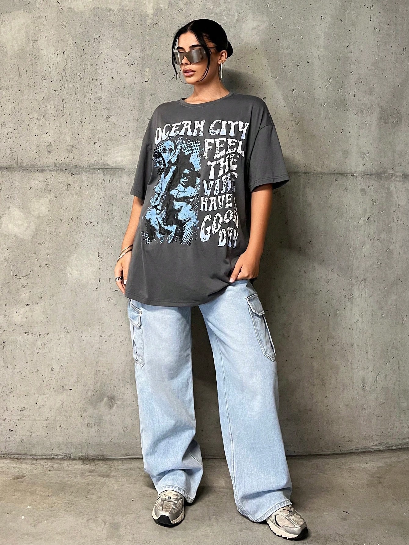 Shein Coolane Figure And Slogan Graphic Drop Shoulder Tee For Sale