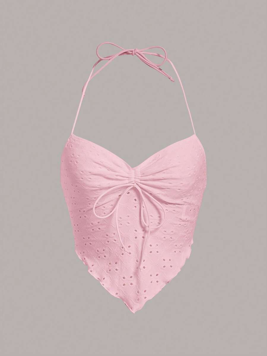 Soleia Drawstring Front Halter Top | SHEIN USA