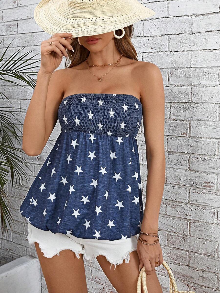 SHEIN LUNE Star Print Tube Top | SHEIN USA
