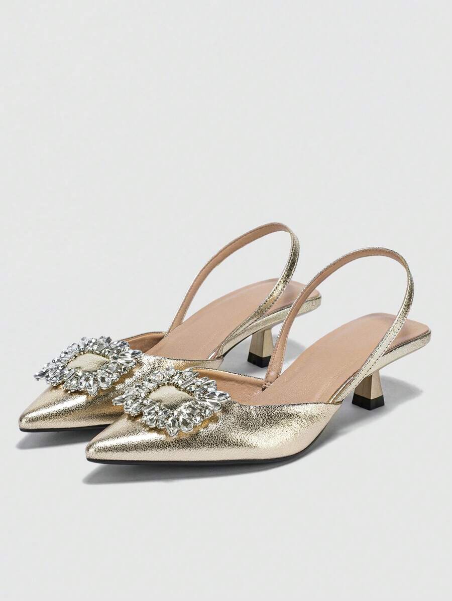 Sandales Pour Femme Printemps/Été Fête Charmant Métallique Avec Strass ...