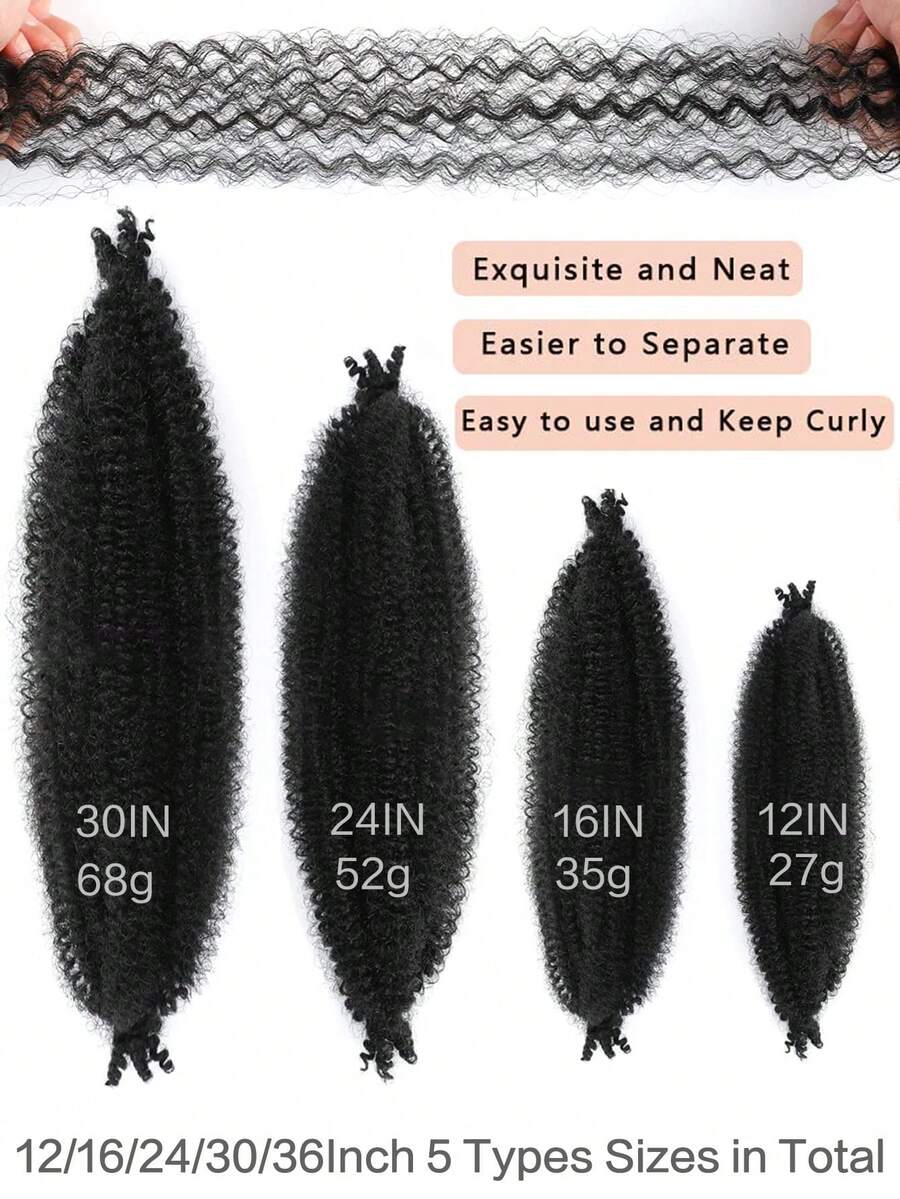 8 Packs Marley Hair, Pre-Fluffed Spring Twist Hair Twisted Up Kinky ...