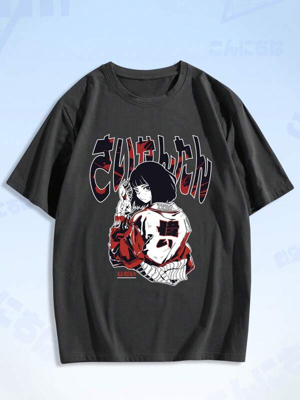 Anime Guys Letter Figure Graphic Tee | SHEIN USA