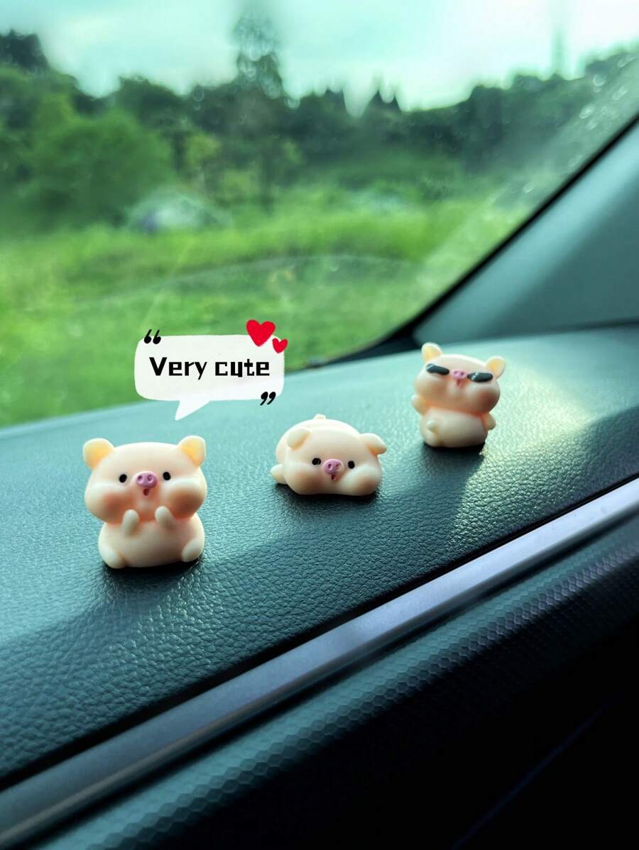 3pcs Pig Design ABS Car Ornament | SHEIN USA