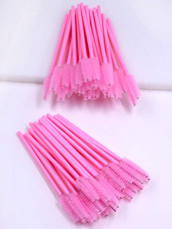 100Pcs Disposable Pink Eyelash Brush Mascara Wand Lash Eyebrow Spoolies ...