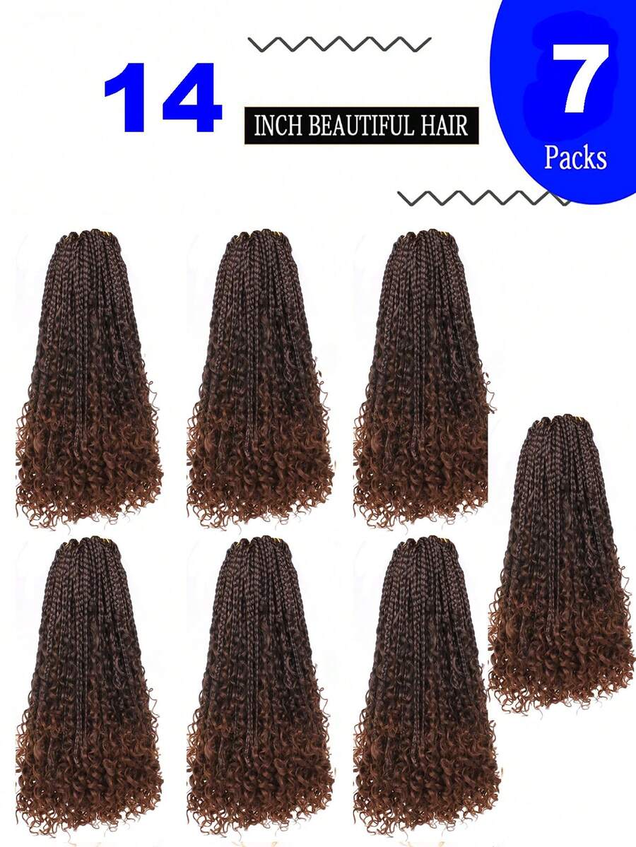 Boho Box Braids 7pcs Goddess Box Braids 14 Inch Bohemian Box Braids ...