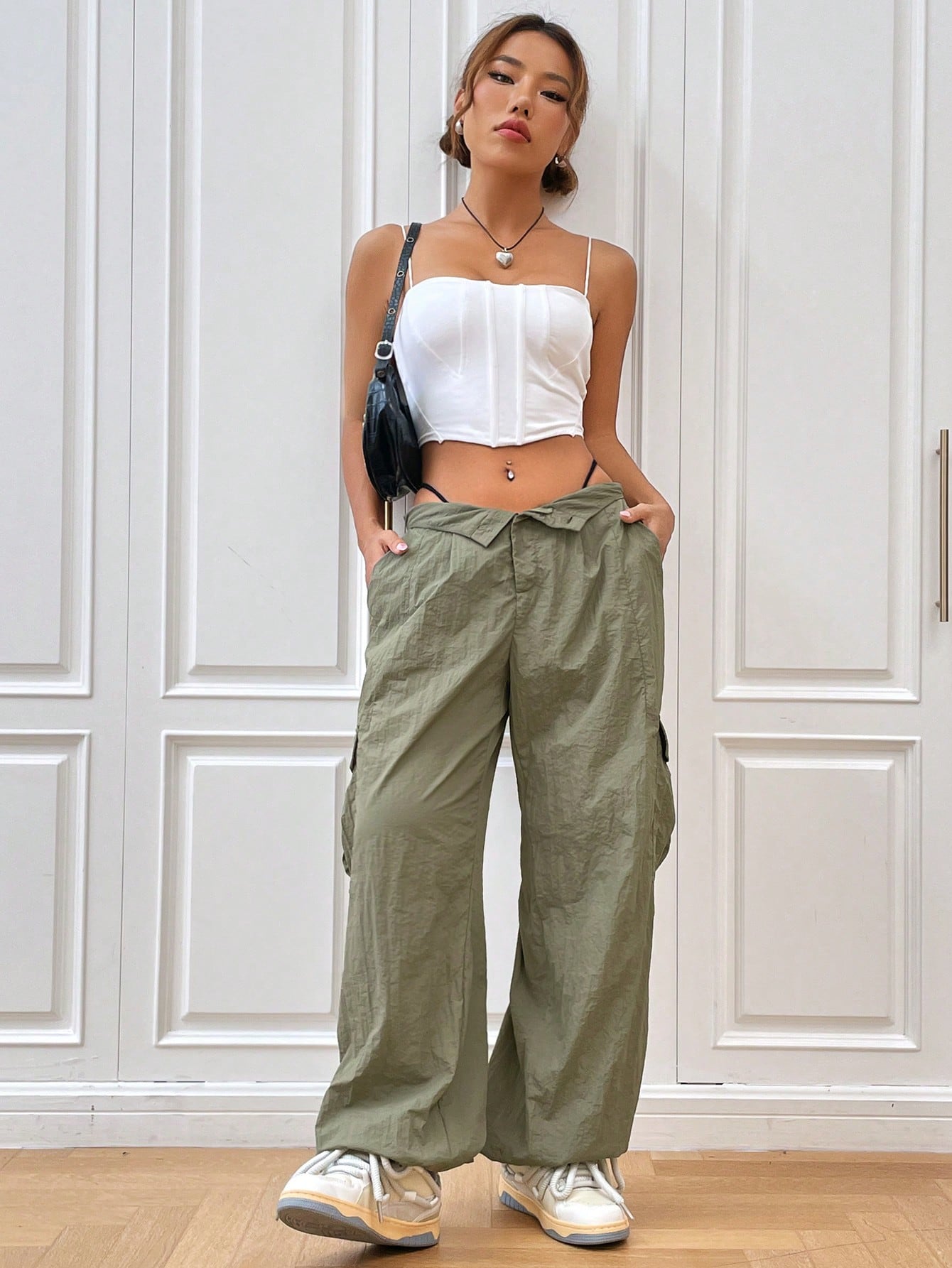 SHEIN EZwear Solid Flap Pocket Side Cargo Pants | SHEIN USA