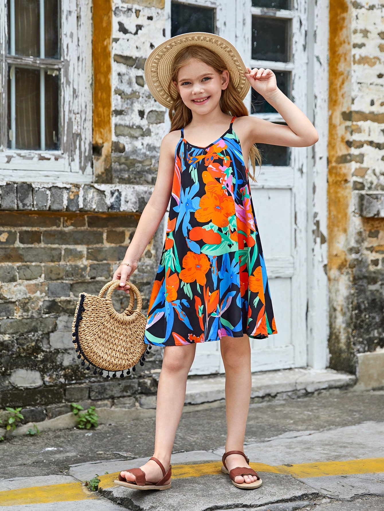 SHEIN Vestido Casual Suelto Floral Tejido Para Niña Tween | Moda de ...