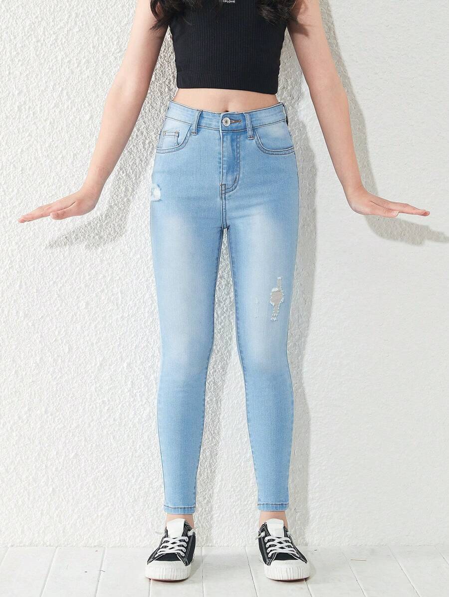 Tween Girl Ripped Jeans | SHEIN USA