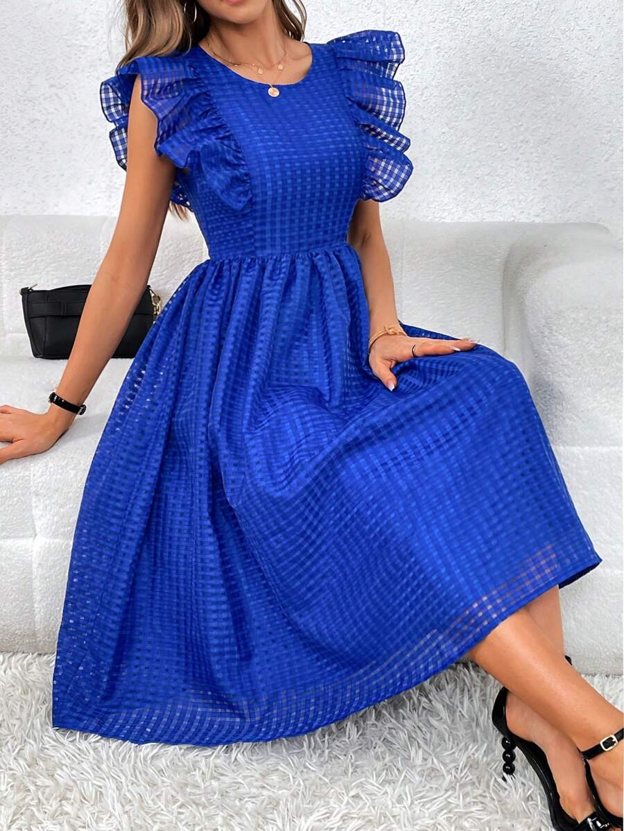 SHEIN Privé Ruffle Trim A-line Dress | SHEIN USA