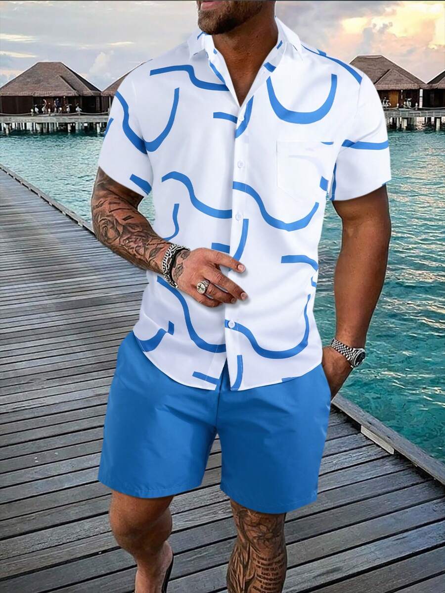 Manfinity RSRT Men Graphic Print Shirt & Shorts | SHEIN UK