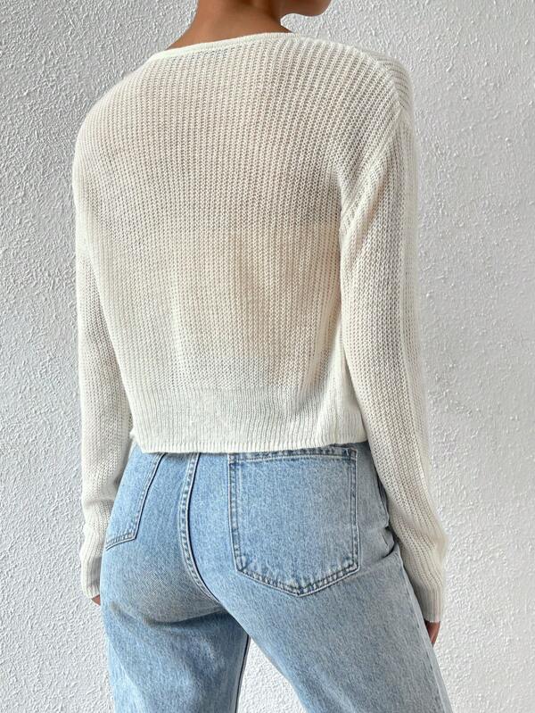 Shein Essnce Button Front Drop Shoulder Cardigan Shein Usa
