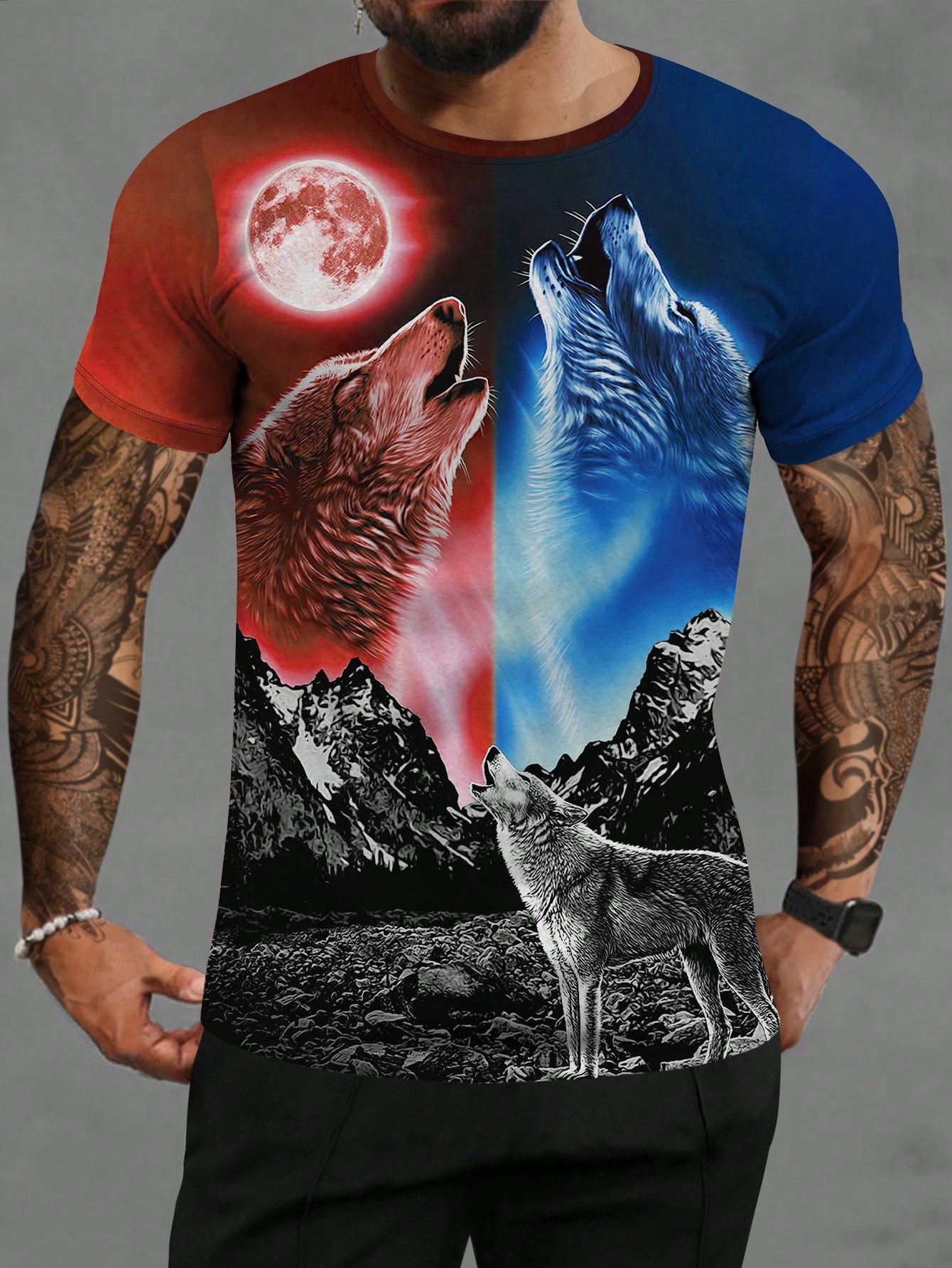 Manfinity LEGND Men 3D Wolf Print Tee | SHEIN USA