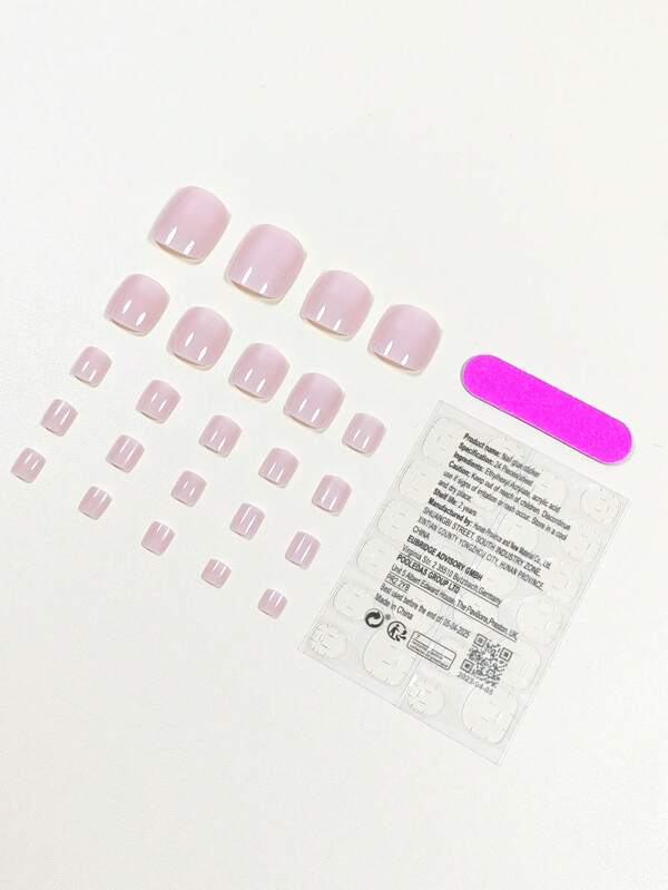Upgrade Your Look With 24pcs Short Square Solid Full Cover Fake Toenail ... Upgrade Your Look With 24pcs Short Square Solid Full Cover Fake Toenail ...