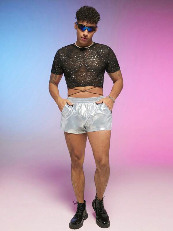 Manfinity Fever City Men Crisscross Tie Back Crop Mesh Top | SHEIN USA