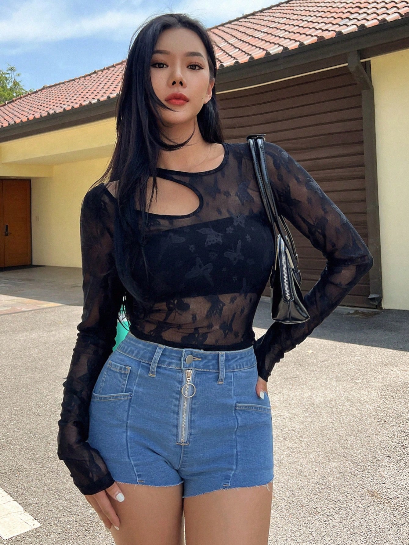 DAZY Cut Out Sheer Lace Top Without Tube Top | SHEIN USA