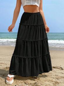 SHEIN Frill Trim Layered Ruffle Hem Schiffy Skirt | SHEIN USA