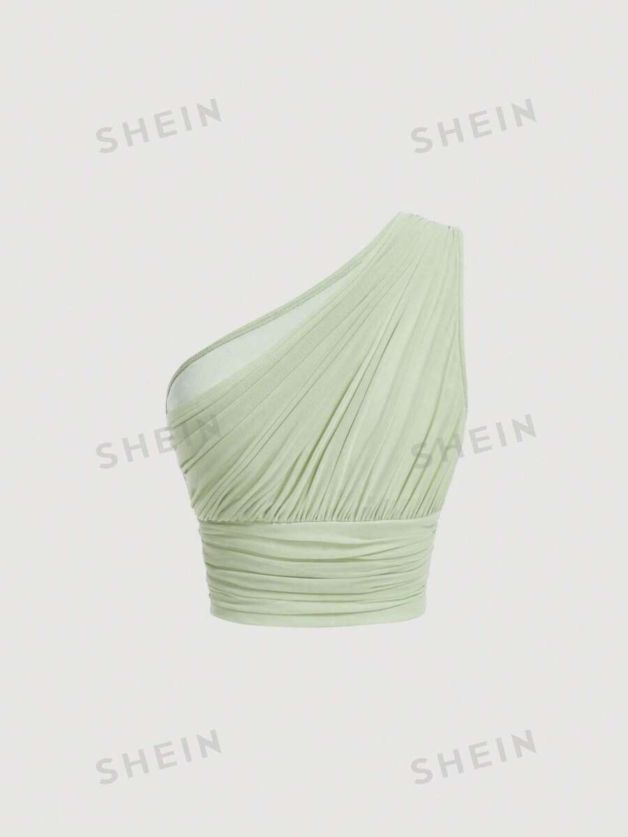 SHEIN MOD One Shoulder Ruched Crop Top | SHEIN USA