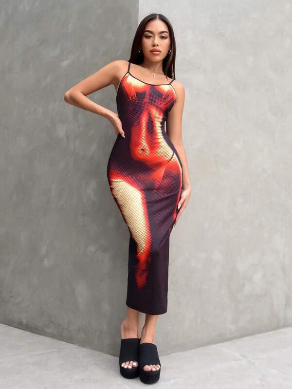 SHEIN ICON Body Heat Map Print Cami Bodycon Dress | SHEIN UK