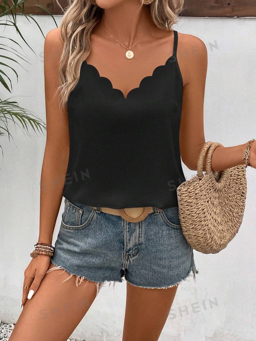 SHEIN Frenchy Haut De Cami Avec Bordure En Dentelle Et Fine Rayure ...