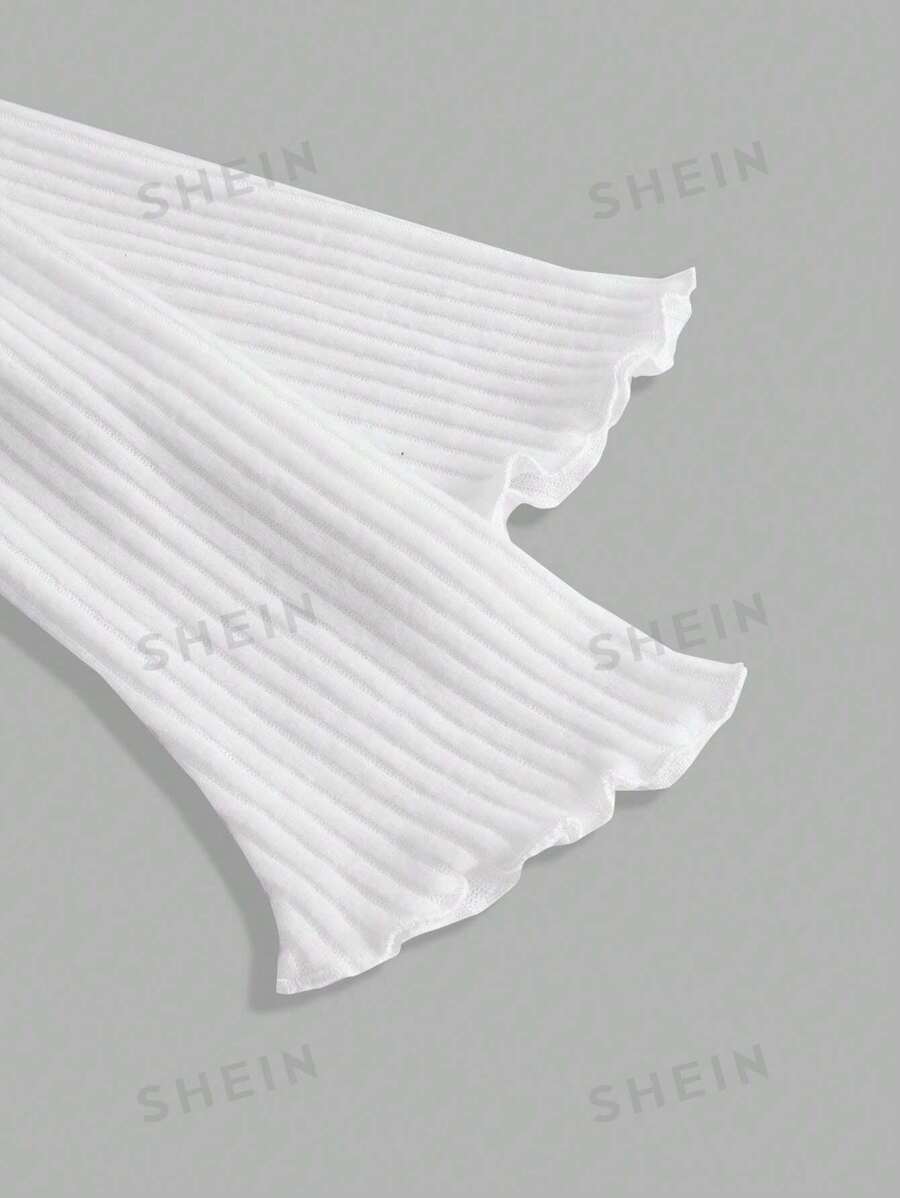 Shein Icon Y2k Grunge Asymmetrical Neck Lettuce Trim Tee Shein Usa