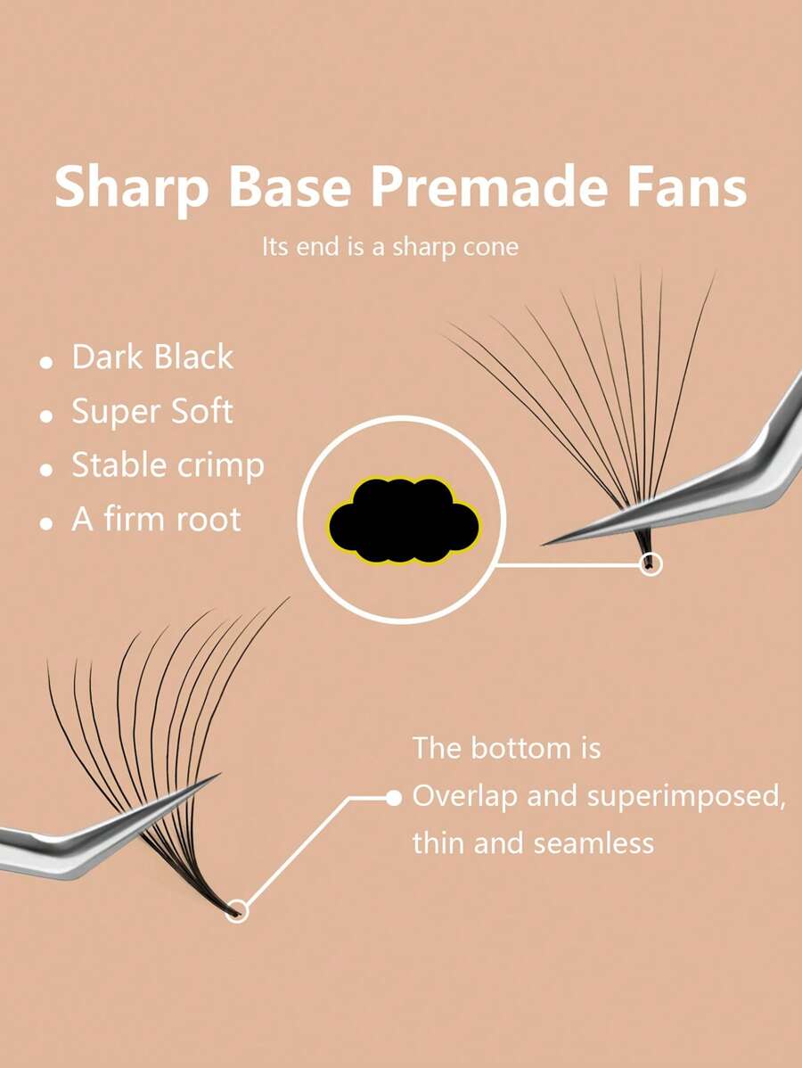 12Rows 20D Superior Sharp Base Eyelash Extensions Pro Made Stem Premade ...