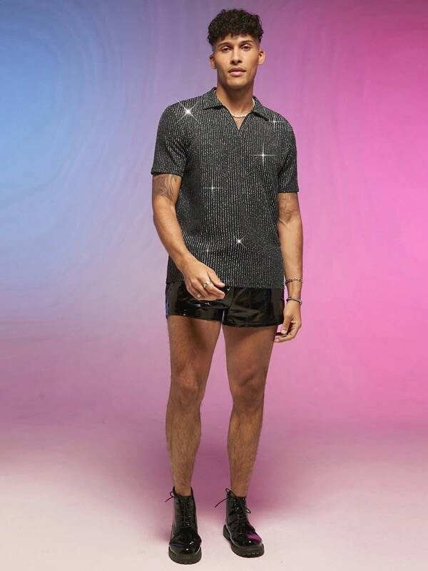 Manfinity Fever City Men Glitter Polo Shirt | SHEIN USA