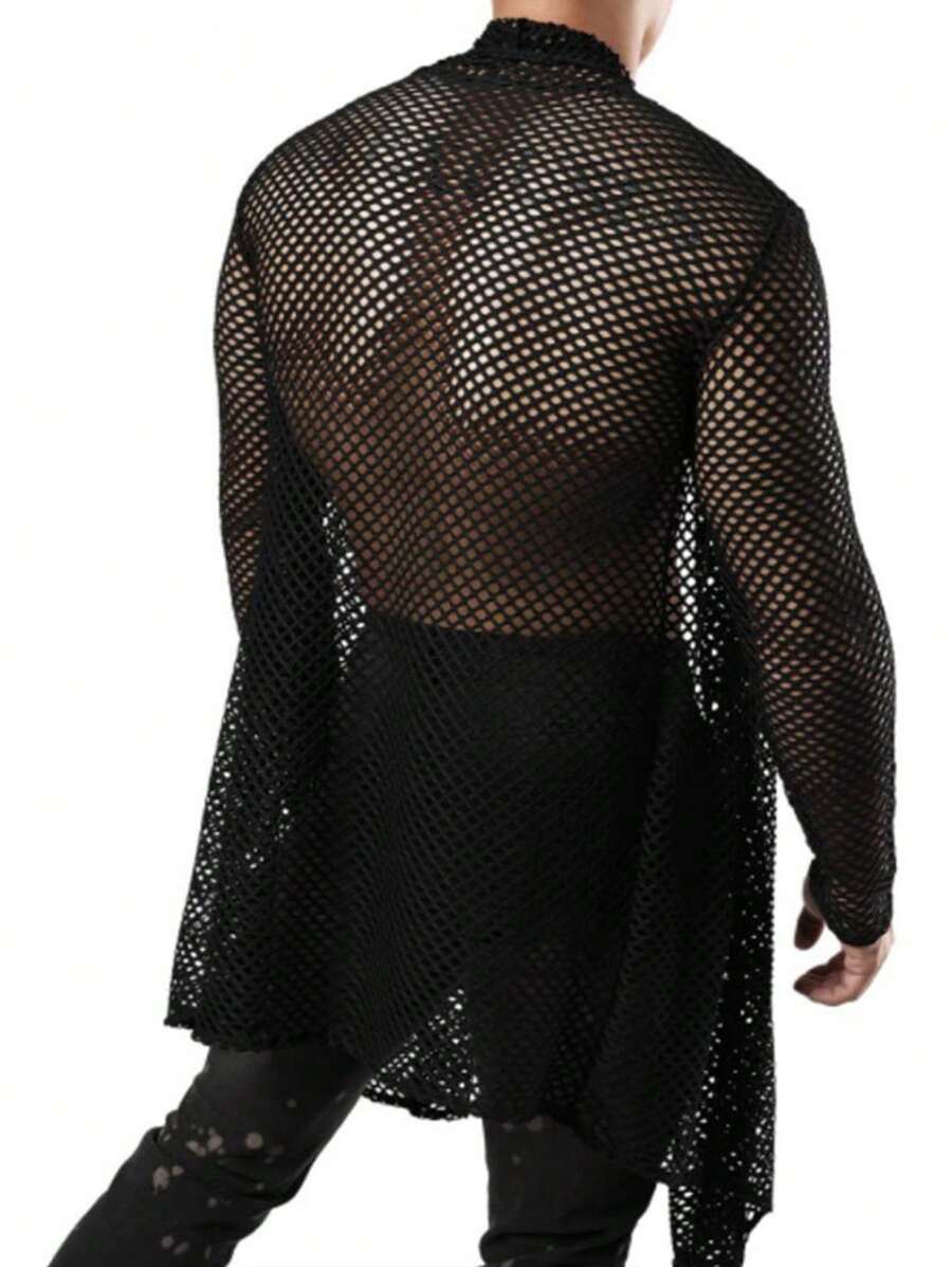 Men Open Front Fishnet Mesh Coat | SHEIN USA