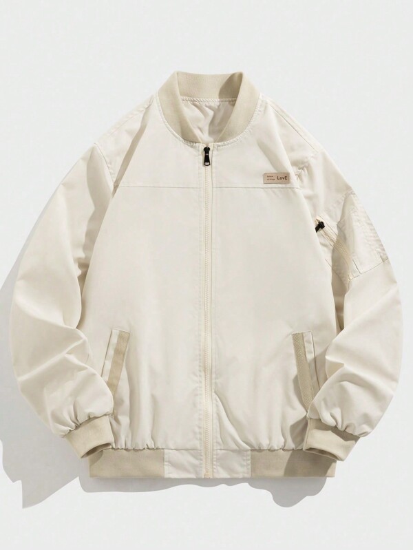 Manfinity Hypemode Men Letter Patched Detail Zip Up Bomber Jacket | SHEIN UK