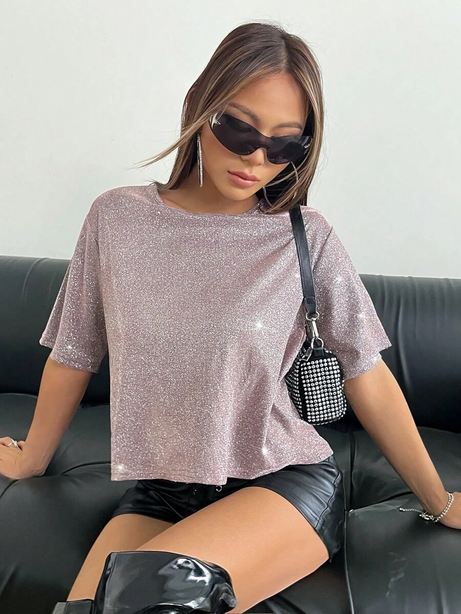 SHEIN ICON Solid Drop Shoulder Tee | SHEIN USA