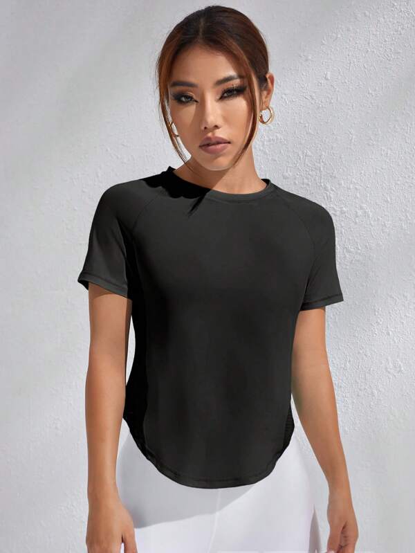 SHEIN Yoga Basic Solid Raglan Sleeve Sports Tee | SHEIN USA