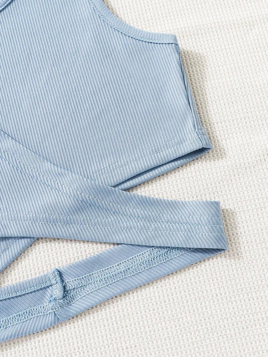 SHEIN Tween Girl Solid Criss Cross Cut Out Tank Top | SHEIN UK