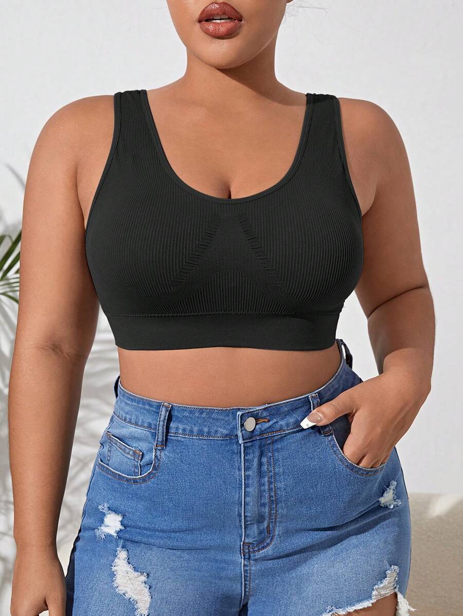 Plus Solid Wireless Bra | SHEIN USA