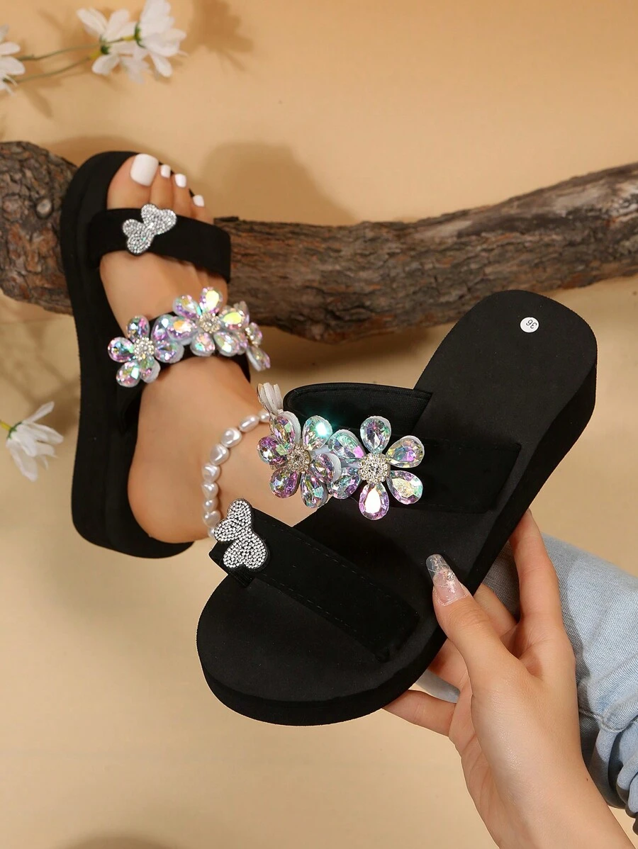 Women Rhinestone Decor Slides, Glass Fashion Slides | SHEIN USA