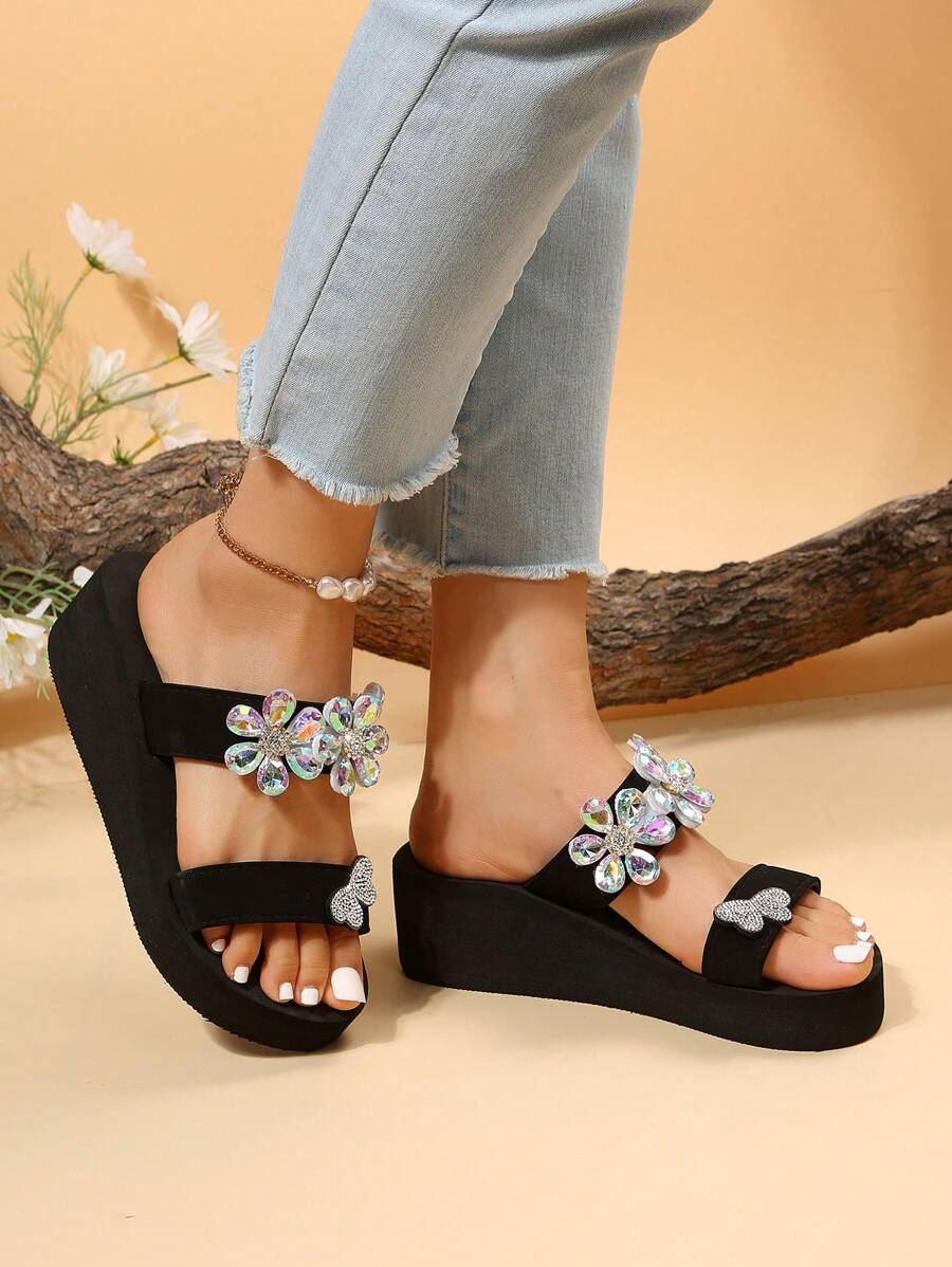 Women Rhinestone Decor Slides, Glass Fashion Slides | SHEIN USA