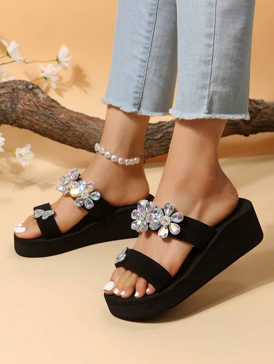 Women Rhinestone Decor Slides, Glass Fashion Slides | SHEIN USA
