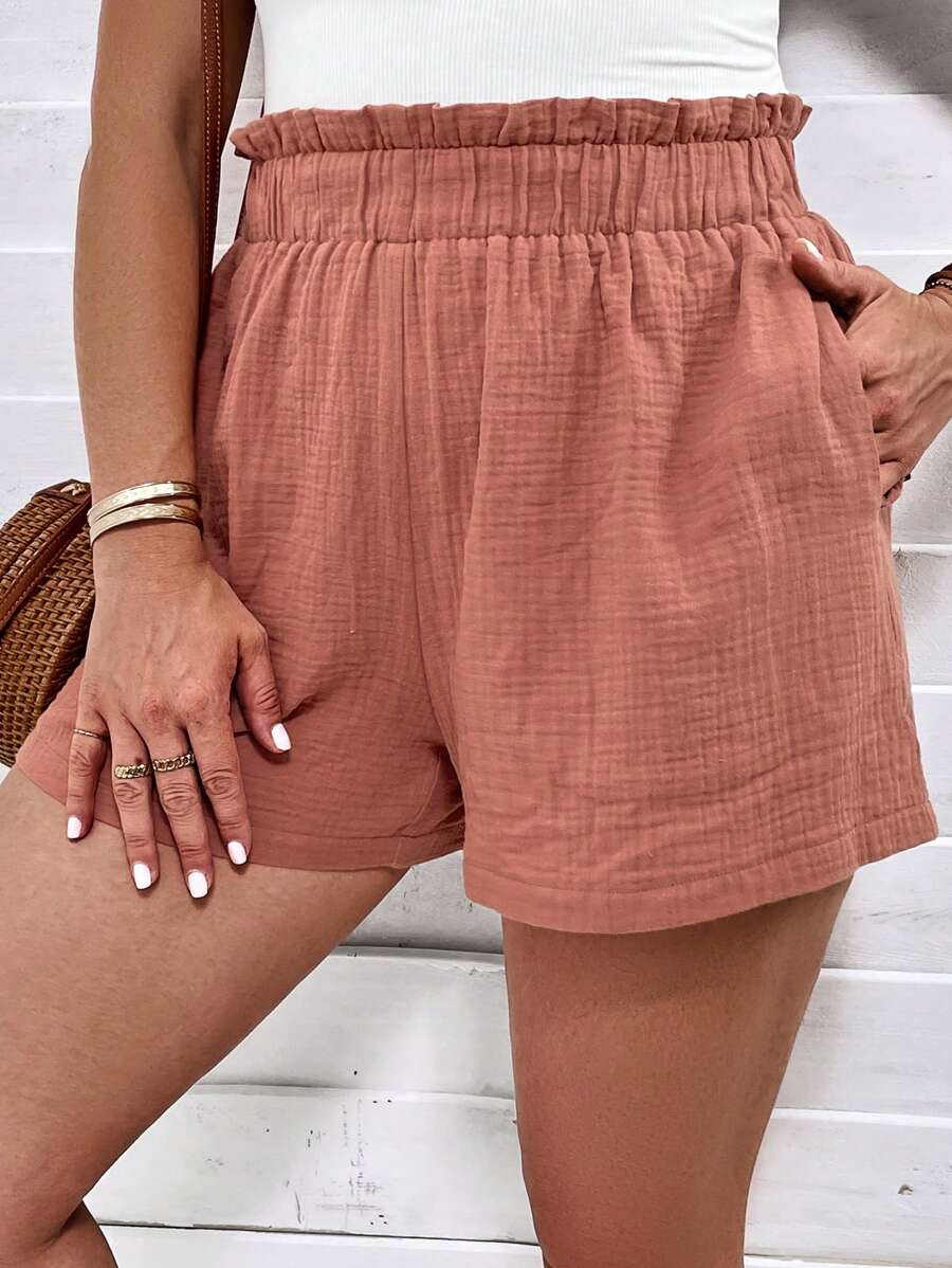 SHEIN LUNE Plus Paperbag Waist Slant Pocket Shorts | SHEIN USA