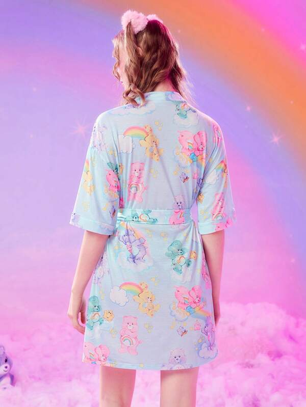 ROMWE X Care Bears Cartoon Bear Print Belted Robe | SHEIN UK