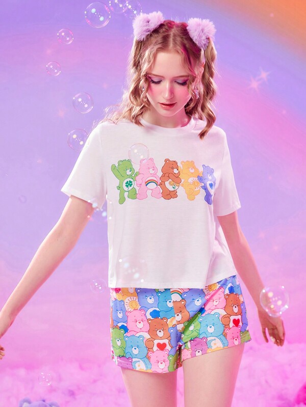 Romwe X Care Bears Cartoon Bear Print Pj Set Shein Uk