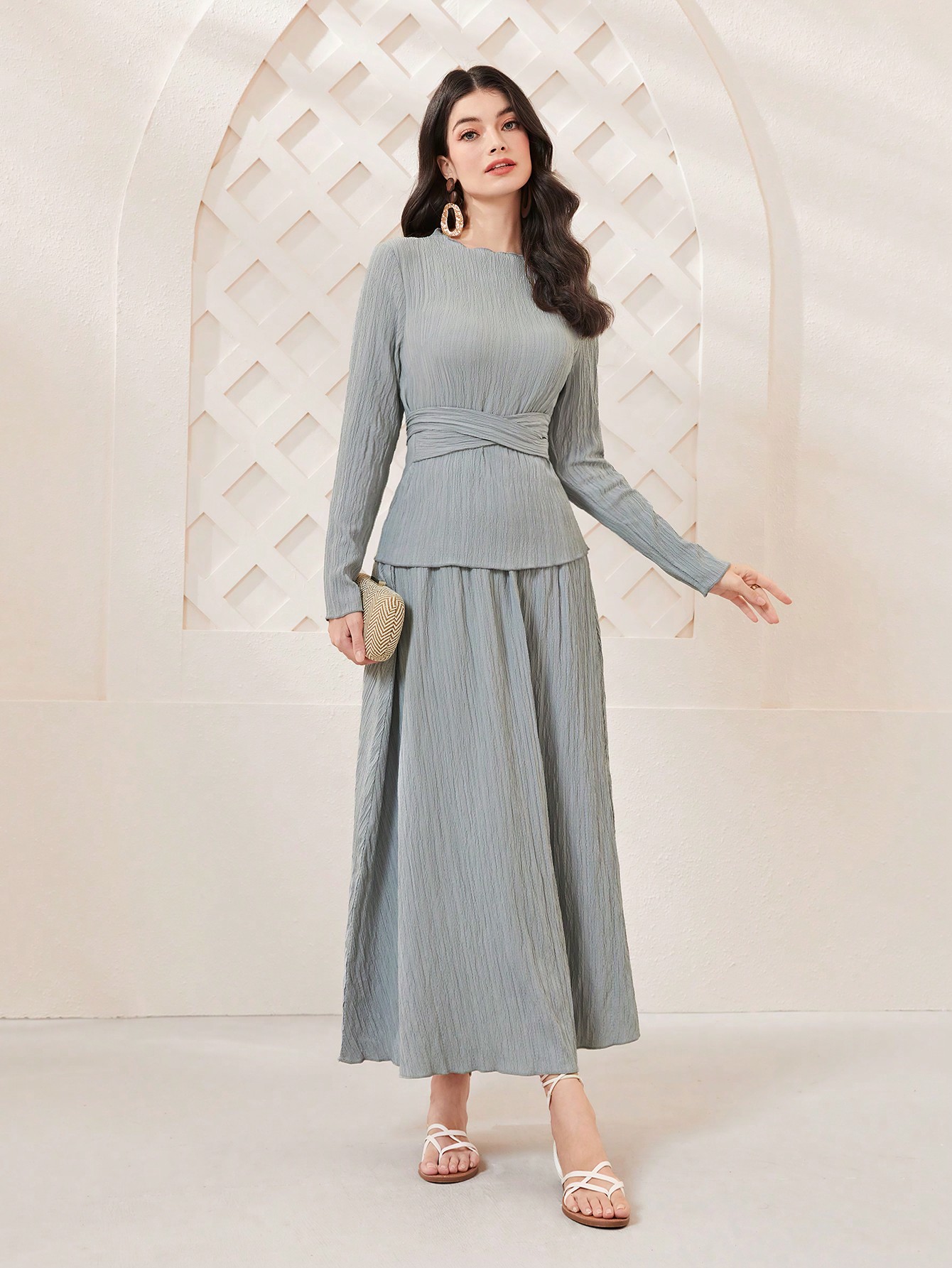 Shein Mulvari Solid Criss Cross Top And Skirt Shein Usa