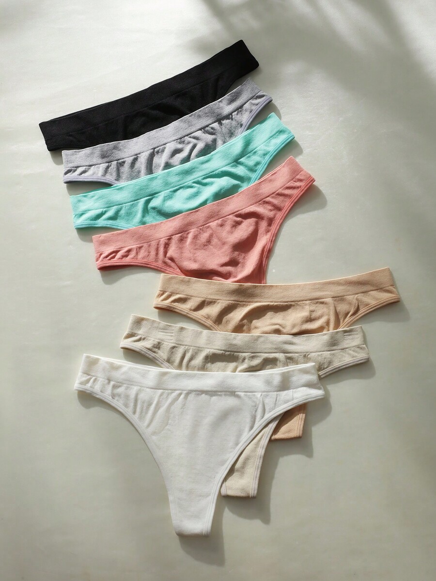 7pack Solid Simple Thong | SHEIN USA