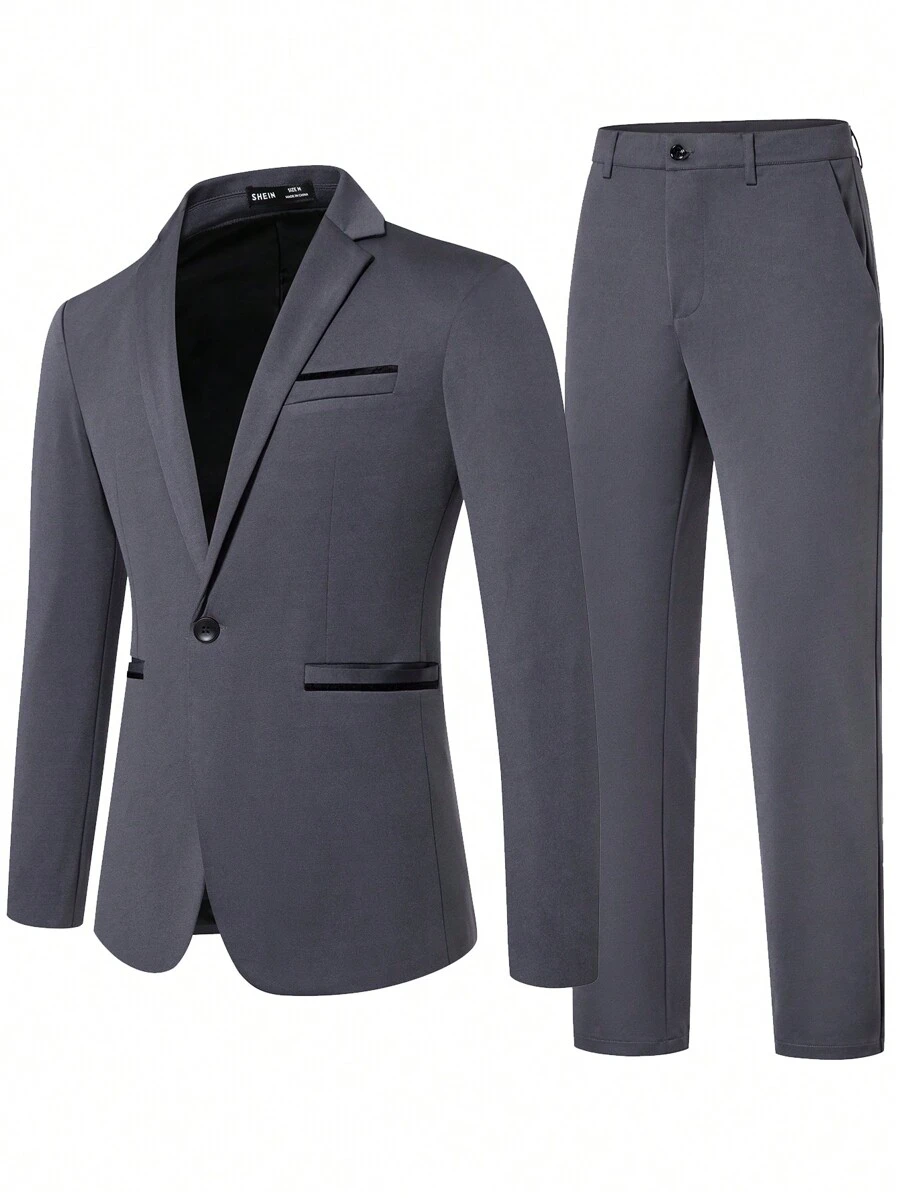 Manfinity Mode Men Single Button Blazer & Suit Pants Set | SHEIN USA