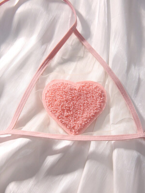 Heart Pattern Mesh Lingerie Set | SHEIN UK